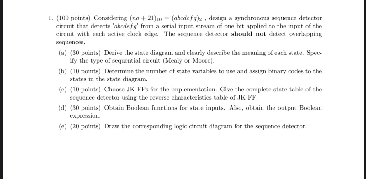 Solved (No=86)(no+21)10=(abcdefg)2, ﻿design a synchronous | Chegg.com