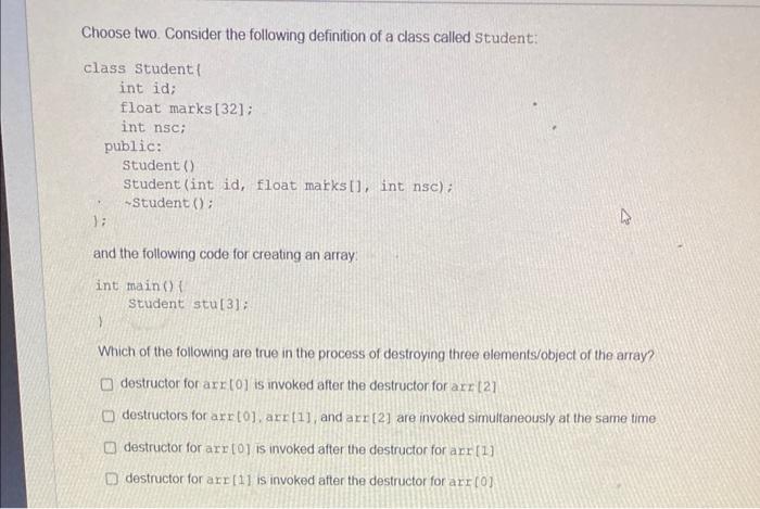 Solved Choose two. Consider the following definition of a | Chegg.com