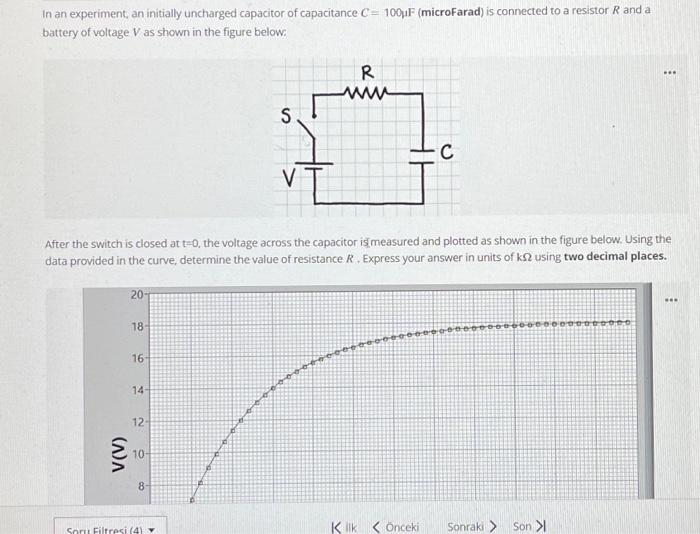 Solved In an experiment, an initially uncharged capacitor of | Chegg.com