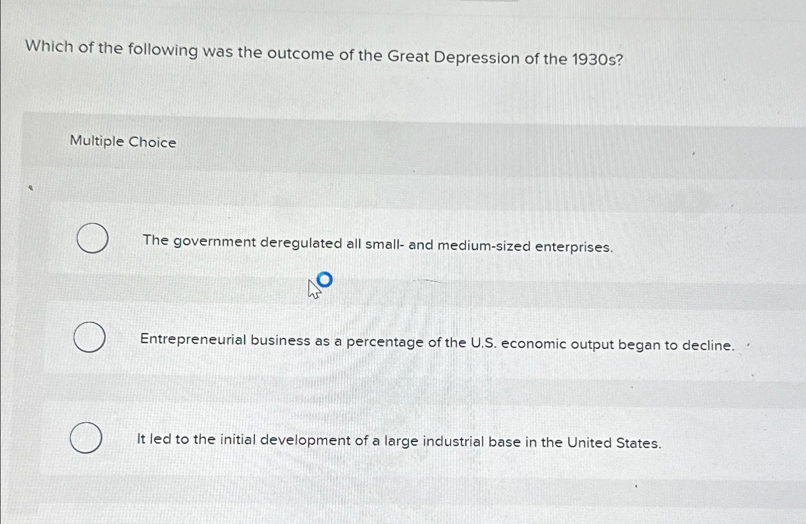 Solved Which of the following was the outcome of the Great | Chegg.com