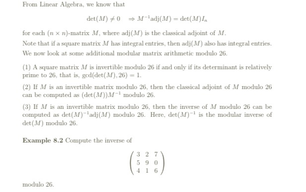 Solved From Linear Algebra, we know that det(M) +0 = | Chegg.com