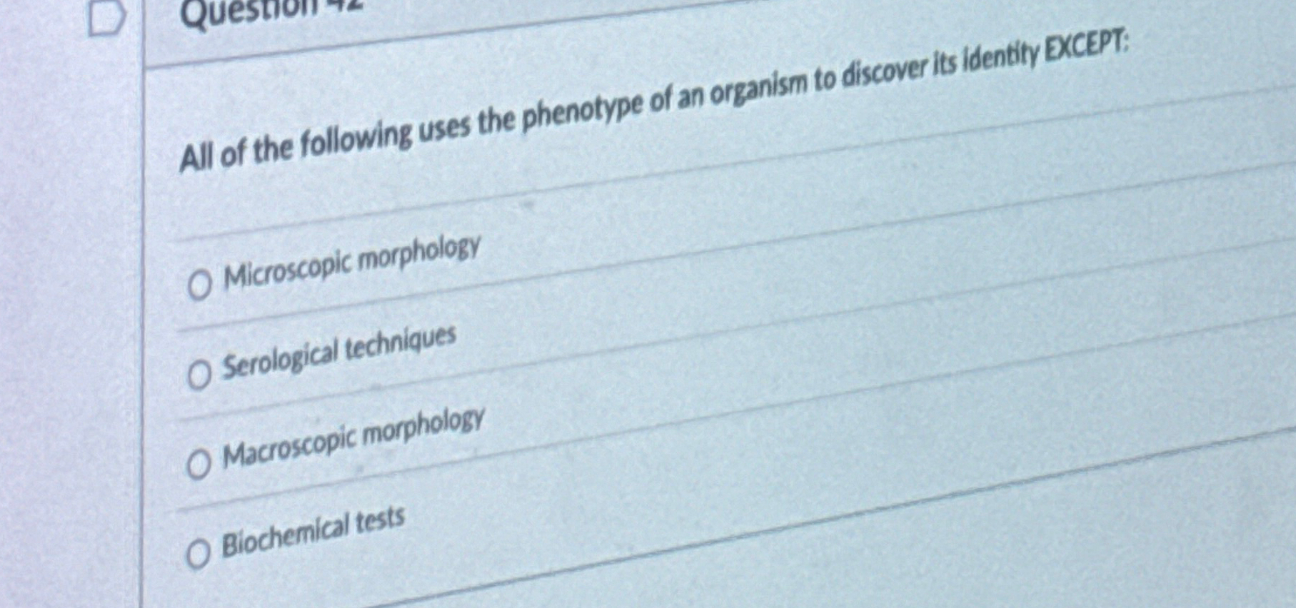 Solved All of the following uses the phenotype of an | Chegg.com