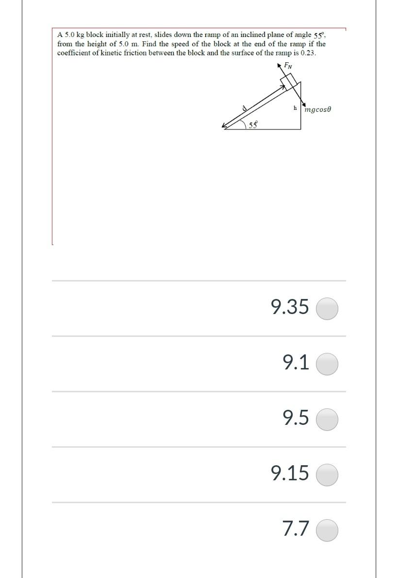 Solved A 5.0 kg block initially at rest, slides down the | Chegg.com