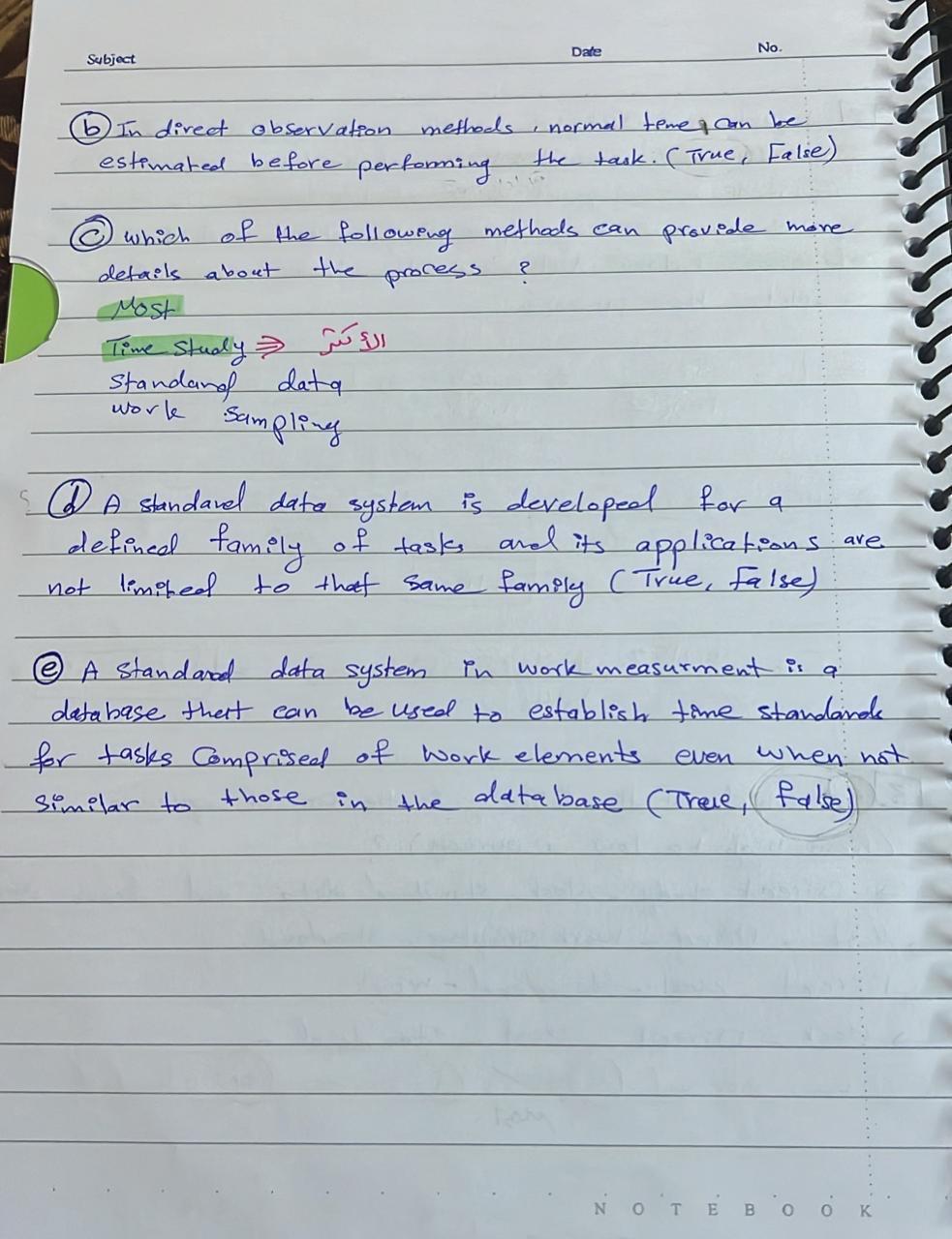 Solved SubjectDateNo.(b) ﻿In direct observation methods, | Chegg.com