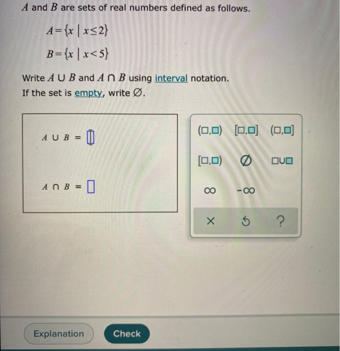 Solved A and B are sets of real numbers defined as follows. | Chegg.com