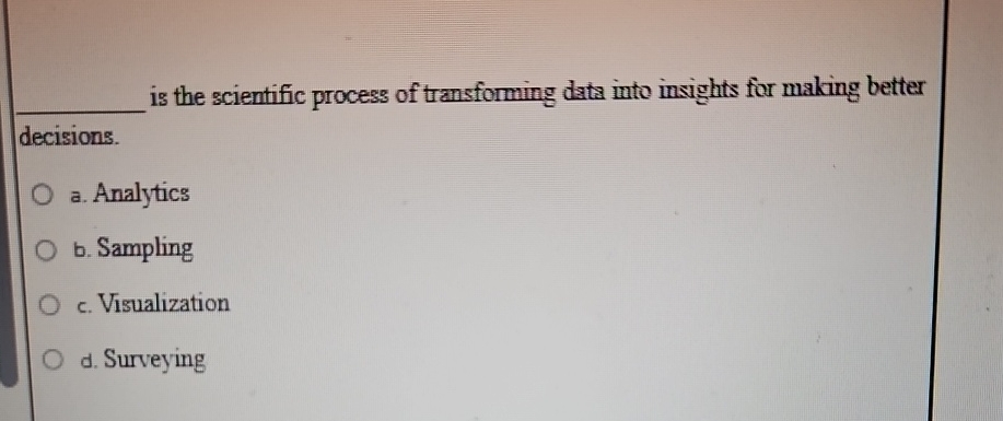 Solved is the scientific process of transforming data into | Chegg.com