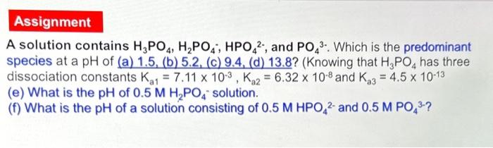 Solved A solution contains H3PO4,H2PO4;HPO42−, and PO43. | Chegg.com