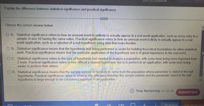Solved U possible Explain the difference between statistical | Chegg.com