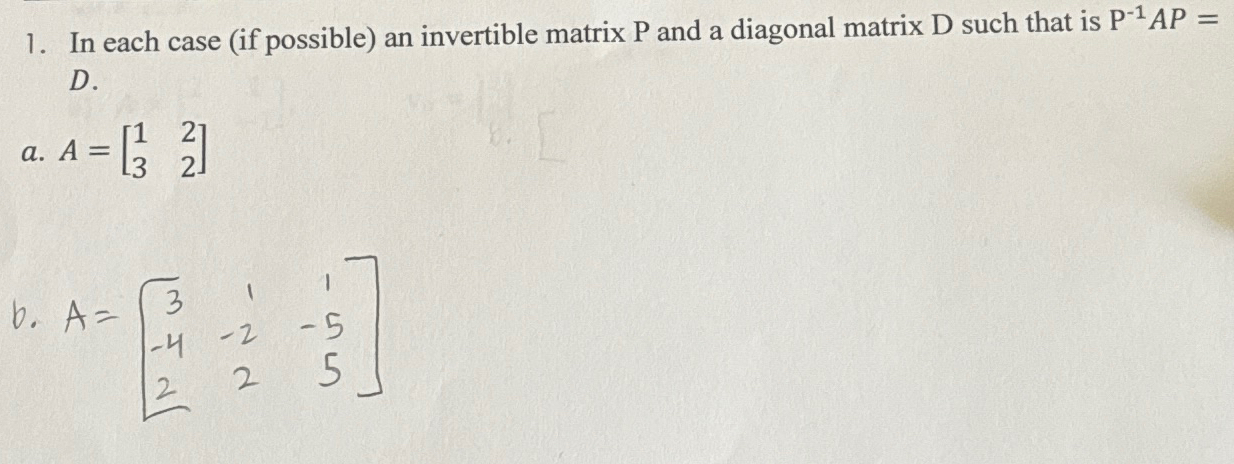 Solved In each case (if possible) ﻿Find an invertible matrix | Chegg.com