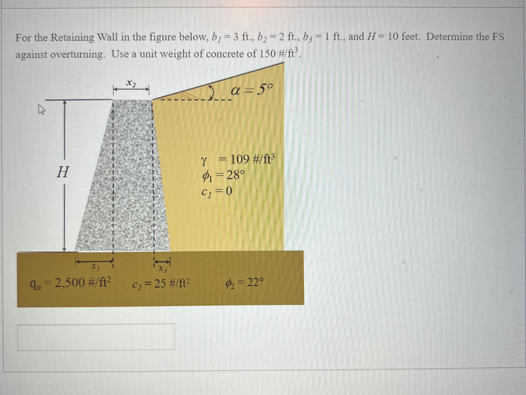 Solved For the Retaining Wall in the figure below, | Chegg.com