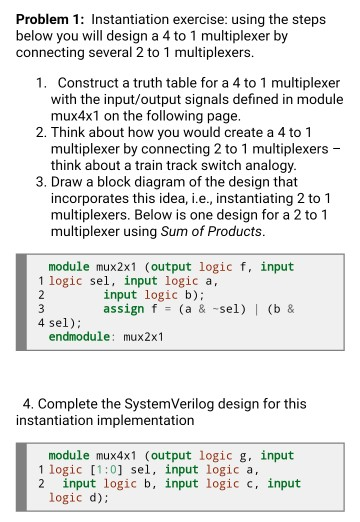 Solved Problem 1: Instantiation exercise: using the steps | Chegg.com