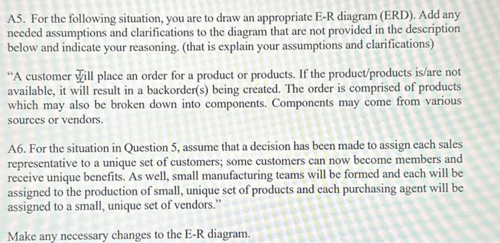 Solved A5. For the following situation, you are to draw an | Chegg.com