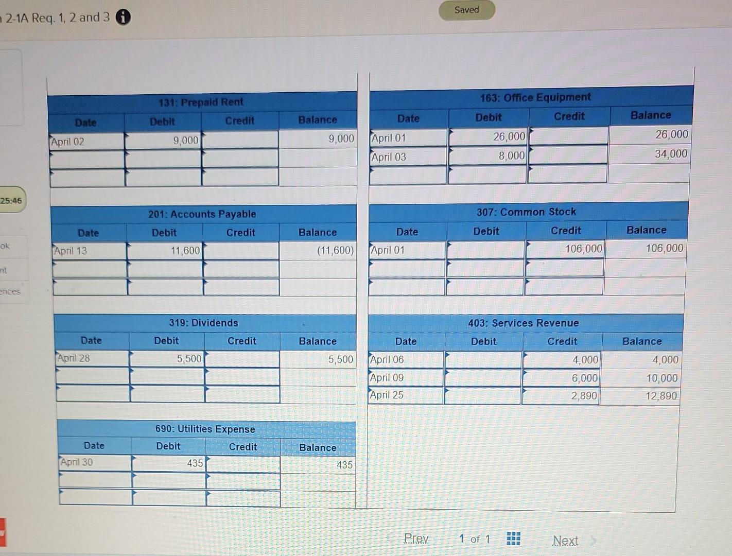 Toख uाe2-1A Req. 1,2 and 3 iPrepare a trial balance | Chegg.com
