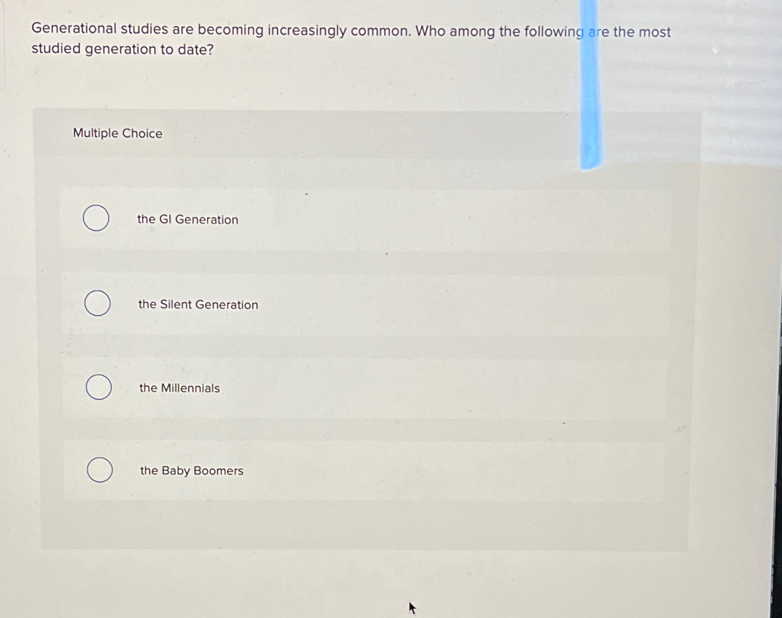 Solved Generational studies are becoming increasingly | Chegg.com