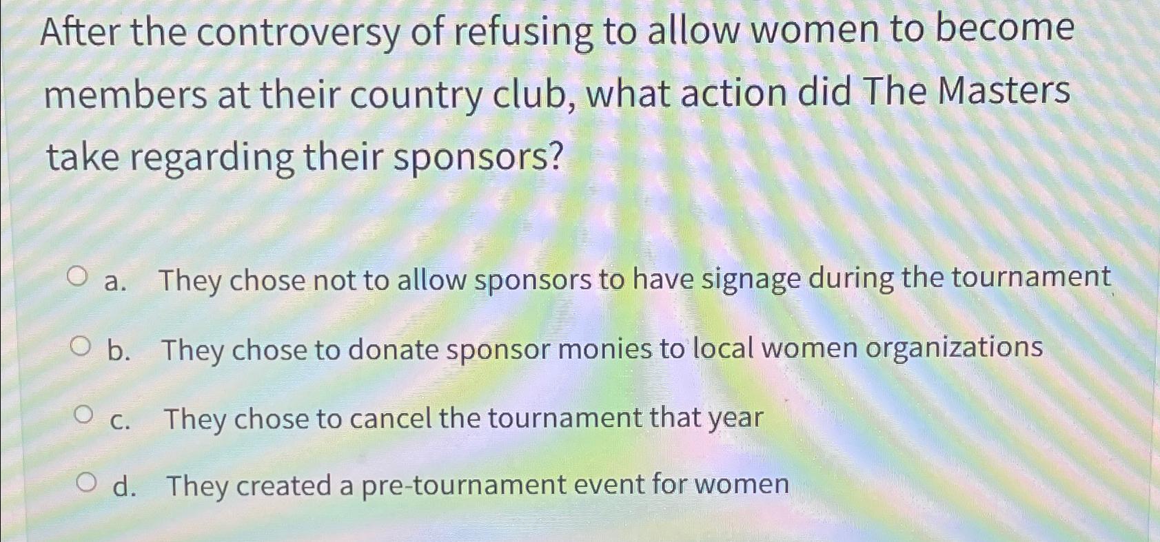 Solved After the controversy of refusing to allow women to | Chegg.com