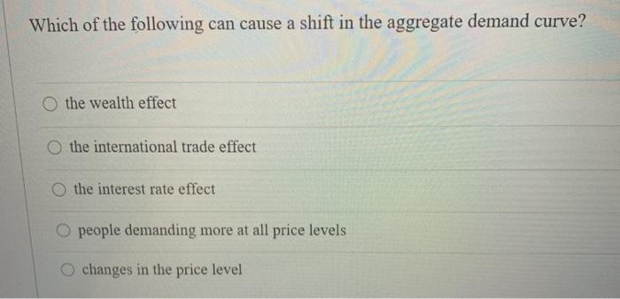 Solved Which of the following would shift aggregate demand | Chegg.com