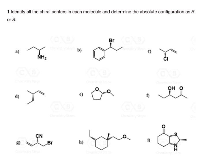 Solved 1.Identify all the chiral centers in each molecule | Chegg.com