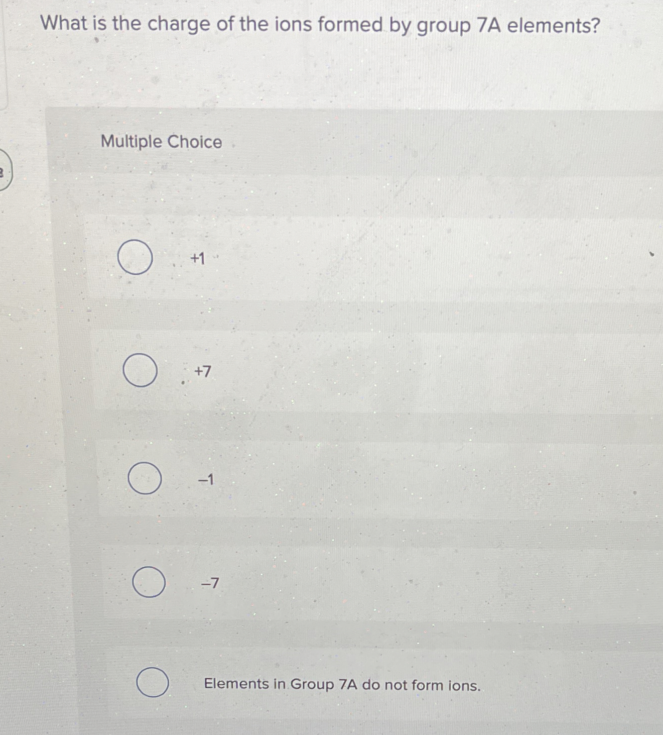 High Quality SOLUTION What is the charge of the ions formed by group 7A | Chegg.com