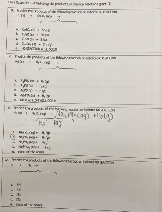 Solved 9. Predict the products of the following reaction or | Chegg.com