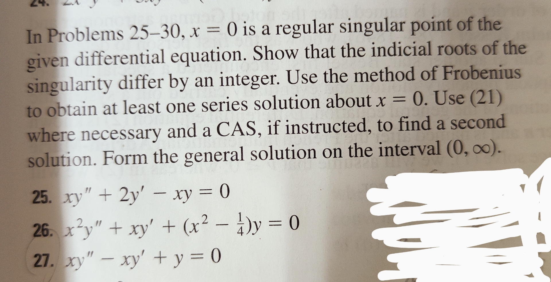 Solved In Problems 25-30, x=0 ﻿is a regular singular point | Chegg.com