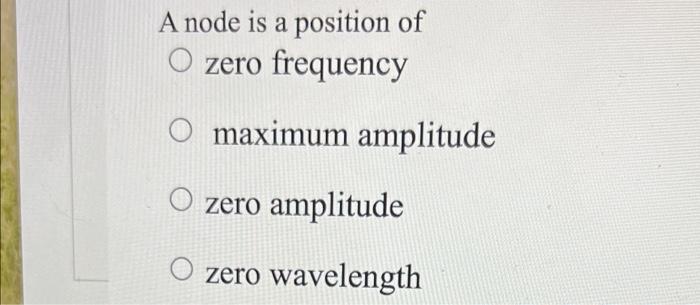 Solved A node is a position of a zero frequency O O maximum | Chegg.com