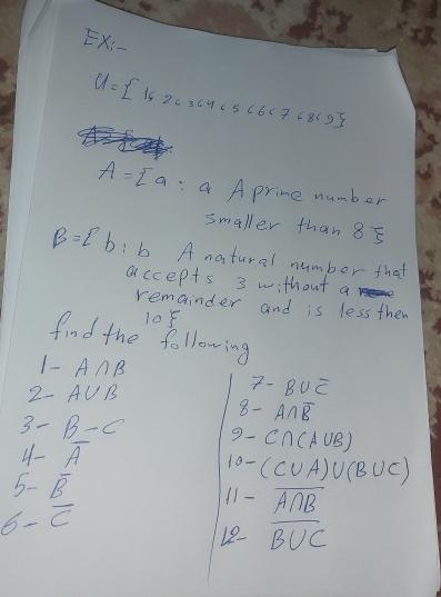 Solved Ex:U={1526364,566576869}A=Ea:a Aprime number smaller | Chegg.com