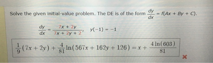 Solved Solve the given initial-value problem. The DE is of | Chegg.com