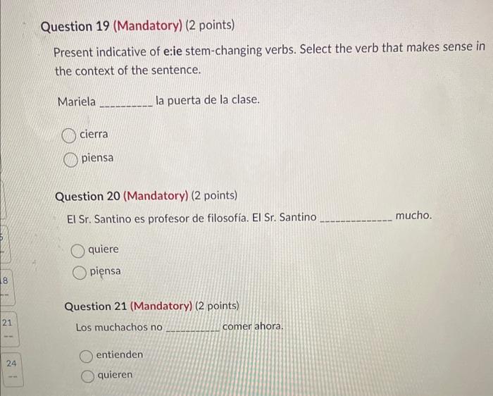 Present indicative of e:ie stem-changing verbs. | Chegg.com