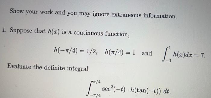 Solved Show your work and you may ignore extraneous | Chegg.com