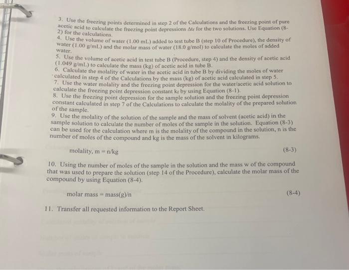 Solved Freezing Point Depression Report Sheet Name and | Chegg.com