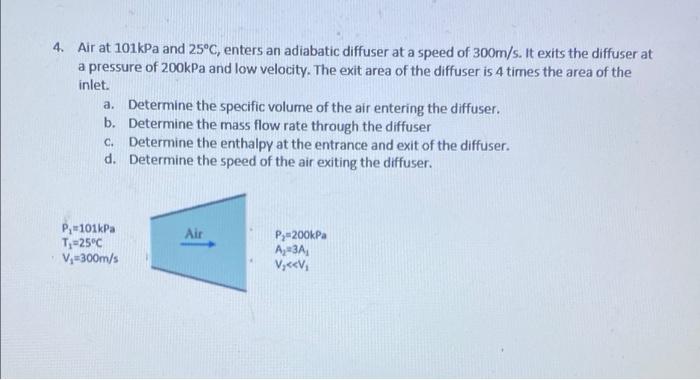 Solved 4. Air at 101kPa and 25°C, enters an adiabatic | Chegg.com