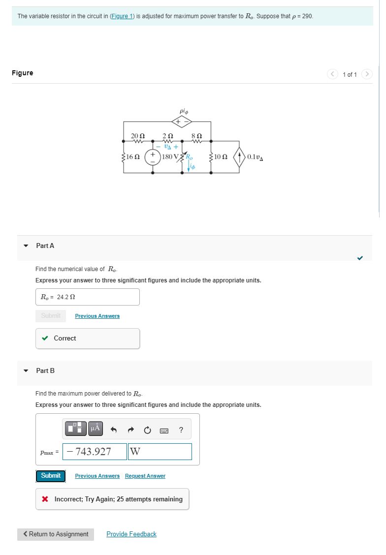 Solved The variable resistor in the circuit in (Figure 1) | Chegg.com