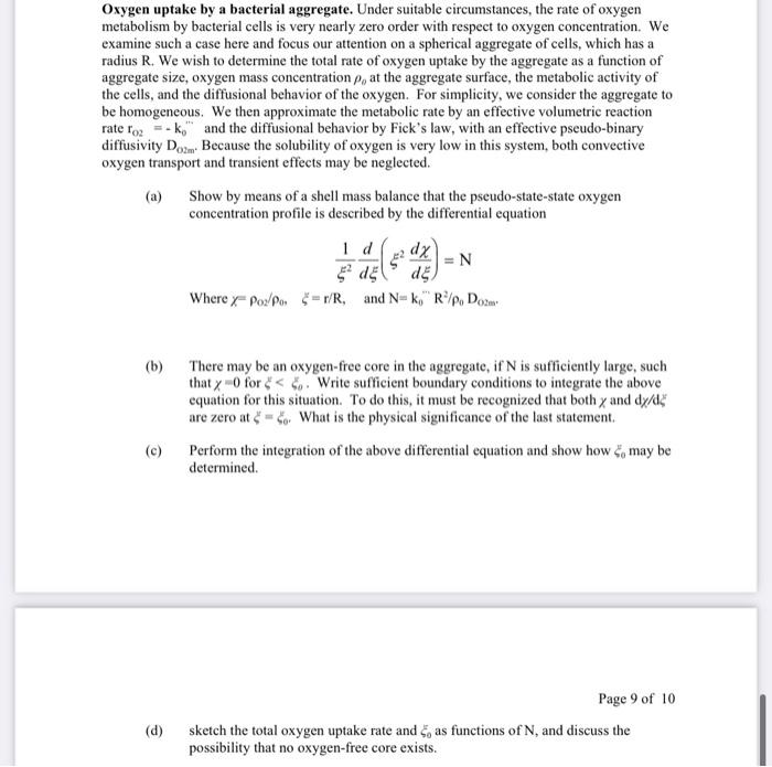 Solved Oxygen uptake by a bacterial aggregate. Under | Chegg.com