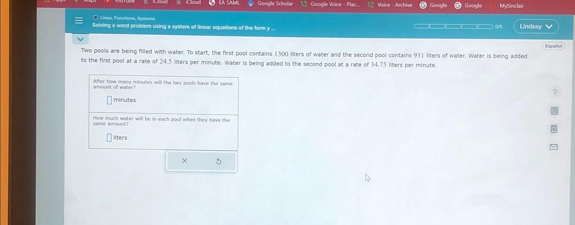 Solved Two pools are being filled with water. To start, the | Chegg.com