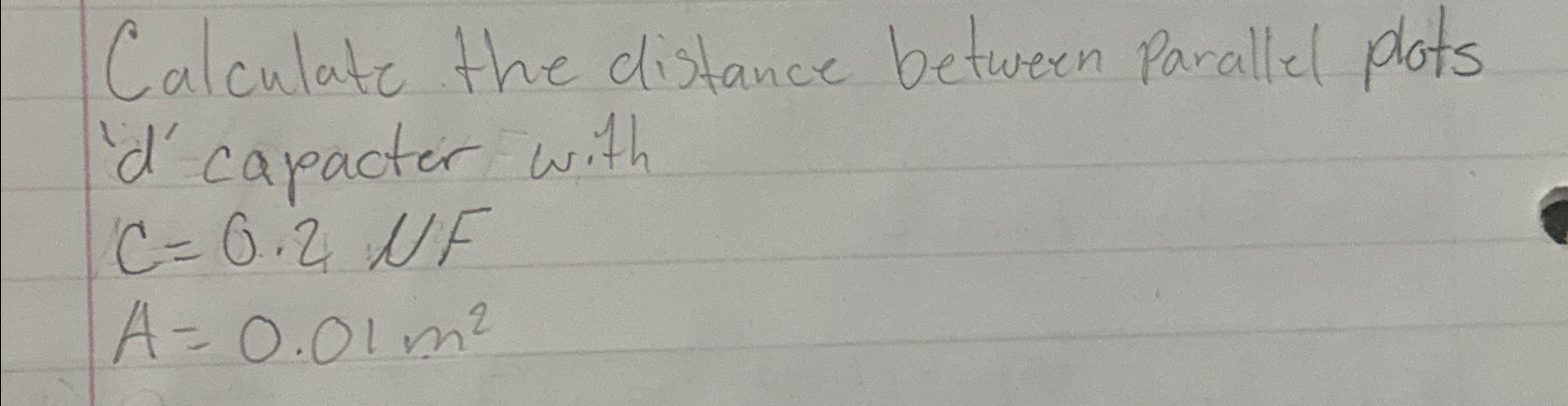 Solved Calculate the distance between Parallel plots 'd' | Chegg.com