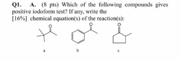 Solved Q1. A. (8 pts) Which of the following compounds gives | Chegg.com