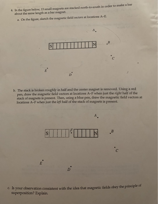 Solved 4. In the figure below, 13 small magnets are stacked | Chegg.com