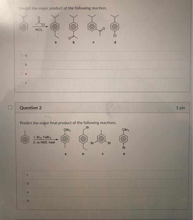 Solved Predict the major product of the following reaction. | Chegg.com