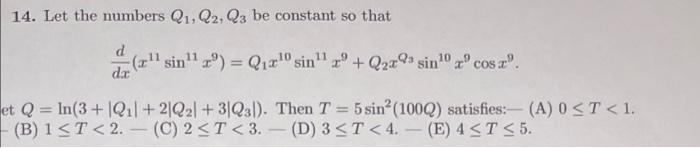 Solved 14. Let the numbers Q1, Q2, Q3 be constant so that d | Chegg.com