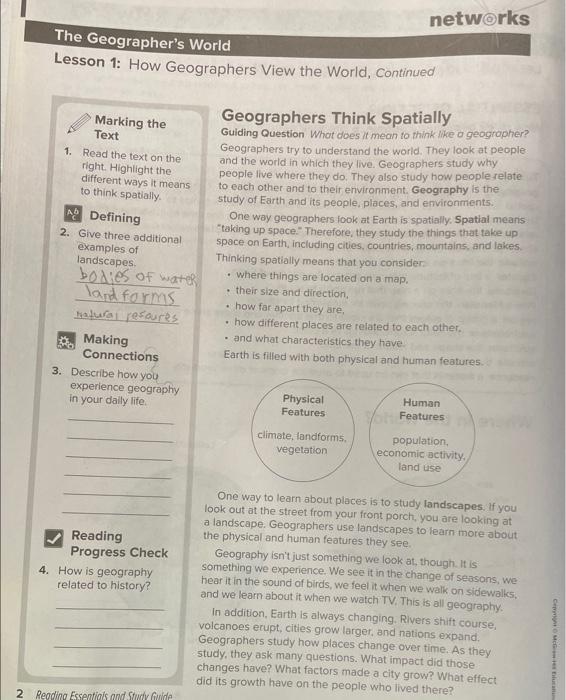 Solved The Geographer's World Lesson 1: How Geographers View | Chegg.com
