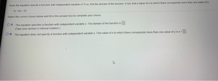 Solved Does the equation specify a function with independent | Chegg.com