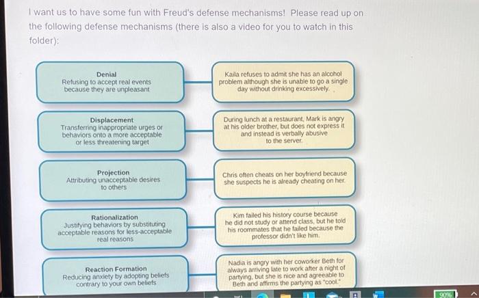 I want us to have some fun with Freud's defense | Chegg.com