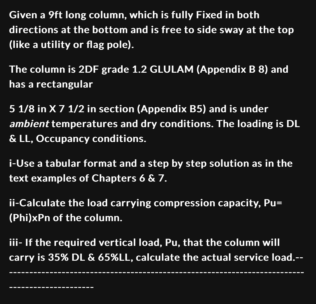 Solved Given a 9ft ﻿long column, which is fully Fixed in | Chegg.com