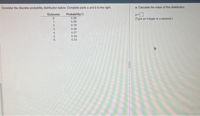 Solved Consider the discrete probabiity distribution below. | Chegg.com