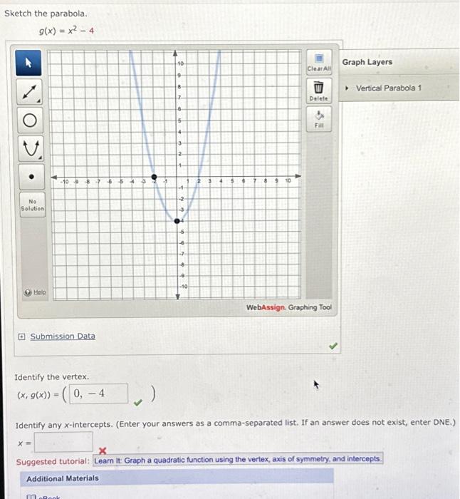 Solved Sketch the parabola. g(x)=x2−4 Graph Layers - | Chegg.com