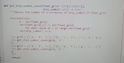 Solved def get_ship_symbol_count(fleet_grid: | Chegg.com