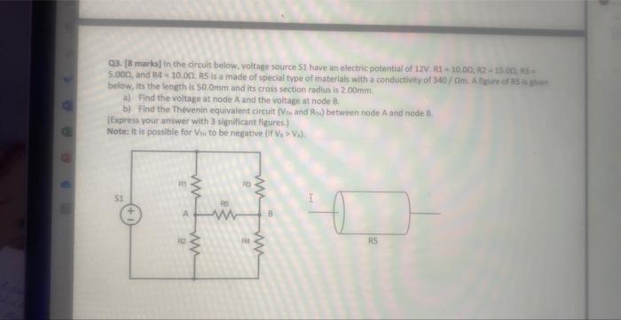 Solved Q3. {8 marks in the circuit below, voltage source 51 | Chegg.com