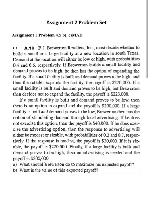 Solved Assignment 2 Problem Set Assignment 1 Problem 45 B