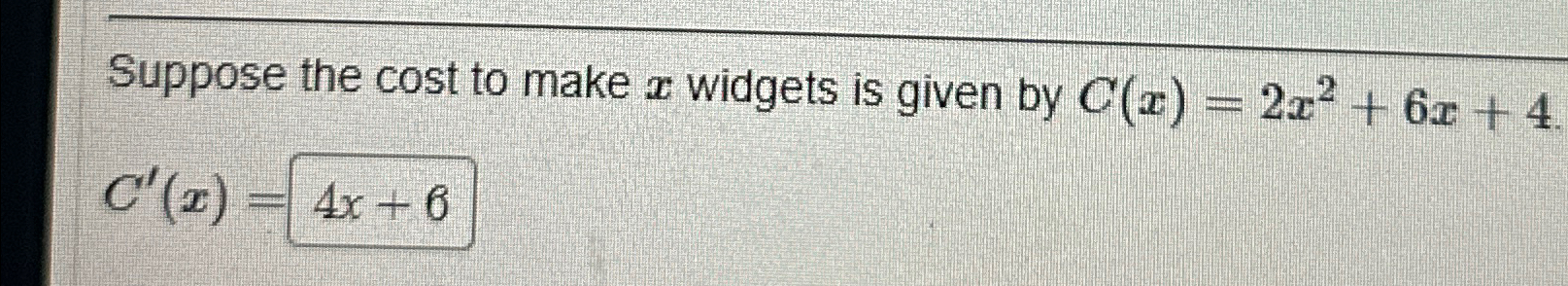 Solved Suppose the cost to make x ﻿widgets is given by | Chegg.com