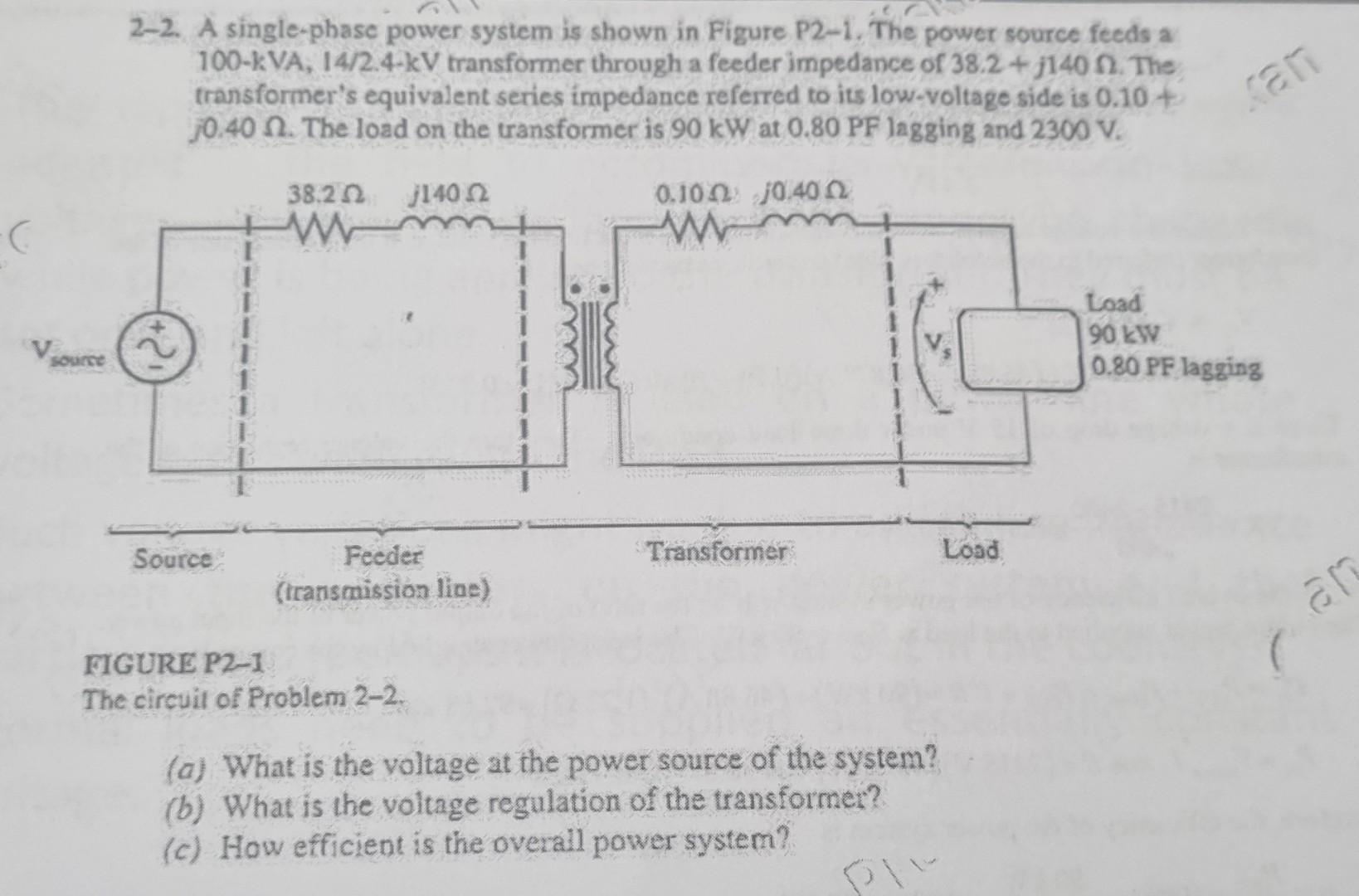 Solved 2-2. A single-phase power system is shown in Figure | Chegg.com